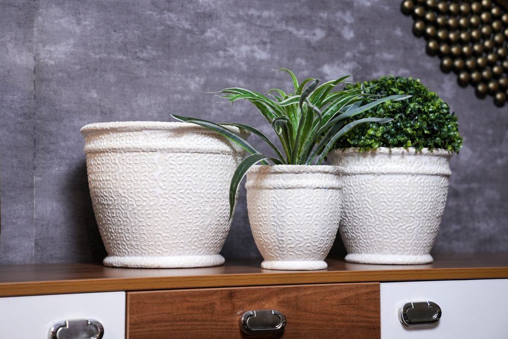 White Handloom Drop Texture Ceramic Pot Combo – Eldzyn